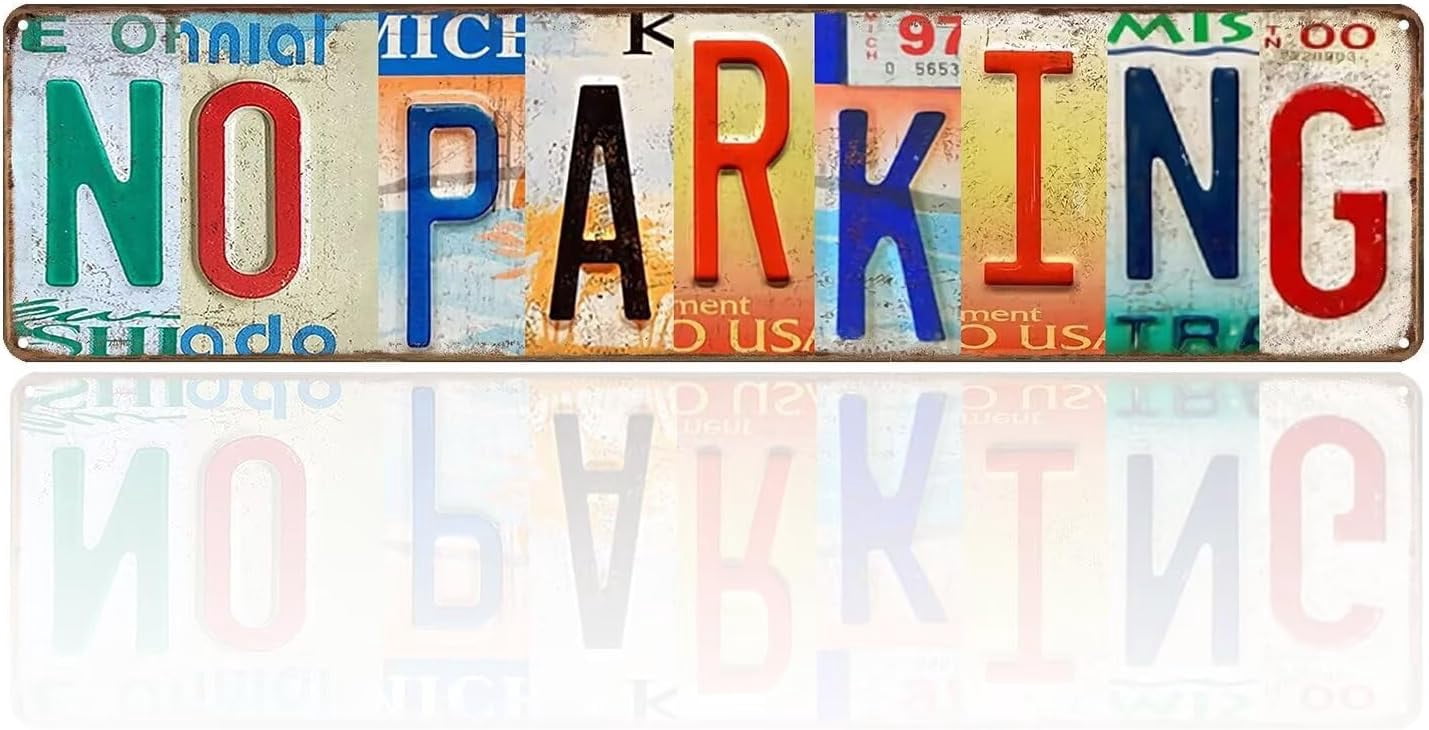 Vintage No Parking Metal Signs License Plate Sign No Parking Yard Sign ...