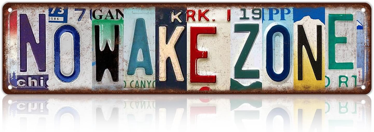 Vintage No Wake Zone Wall Decor Street Signs Metal Tin Signs 16 x 4 ...