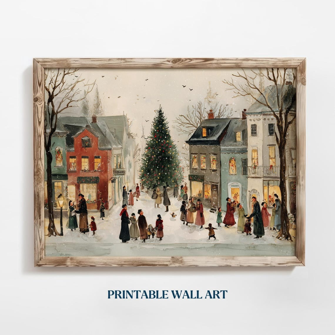 Vintage Noel Winter Scenery Wall Art, Unframed Canvas Size 24x36 ...
