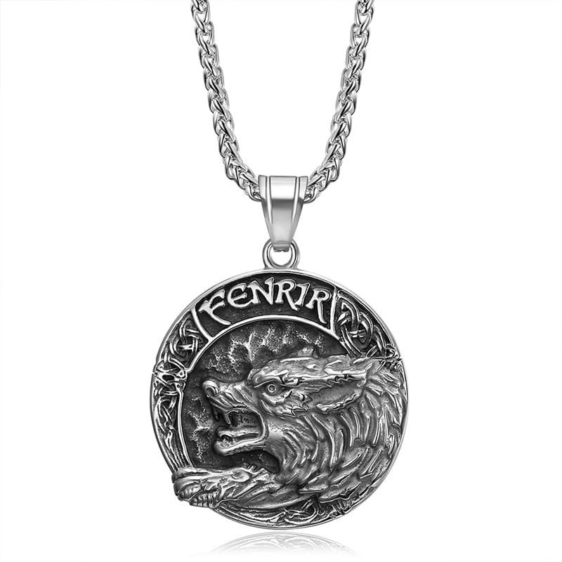 Vintage Norse Rune Odin's Wolf Fenrir Necklace Men Norse Mythology ...