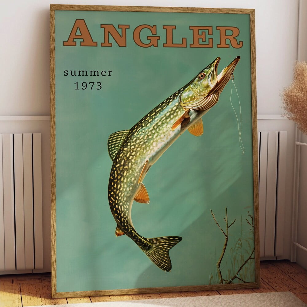 Vintage Northern Pike Fishing Print, Retro Travel Poster, Cabin Cottage ...