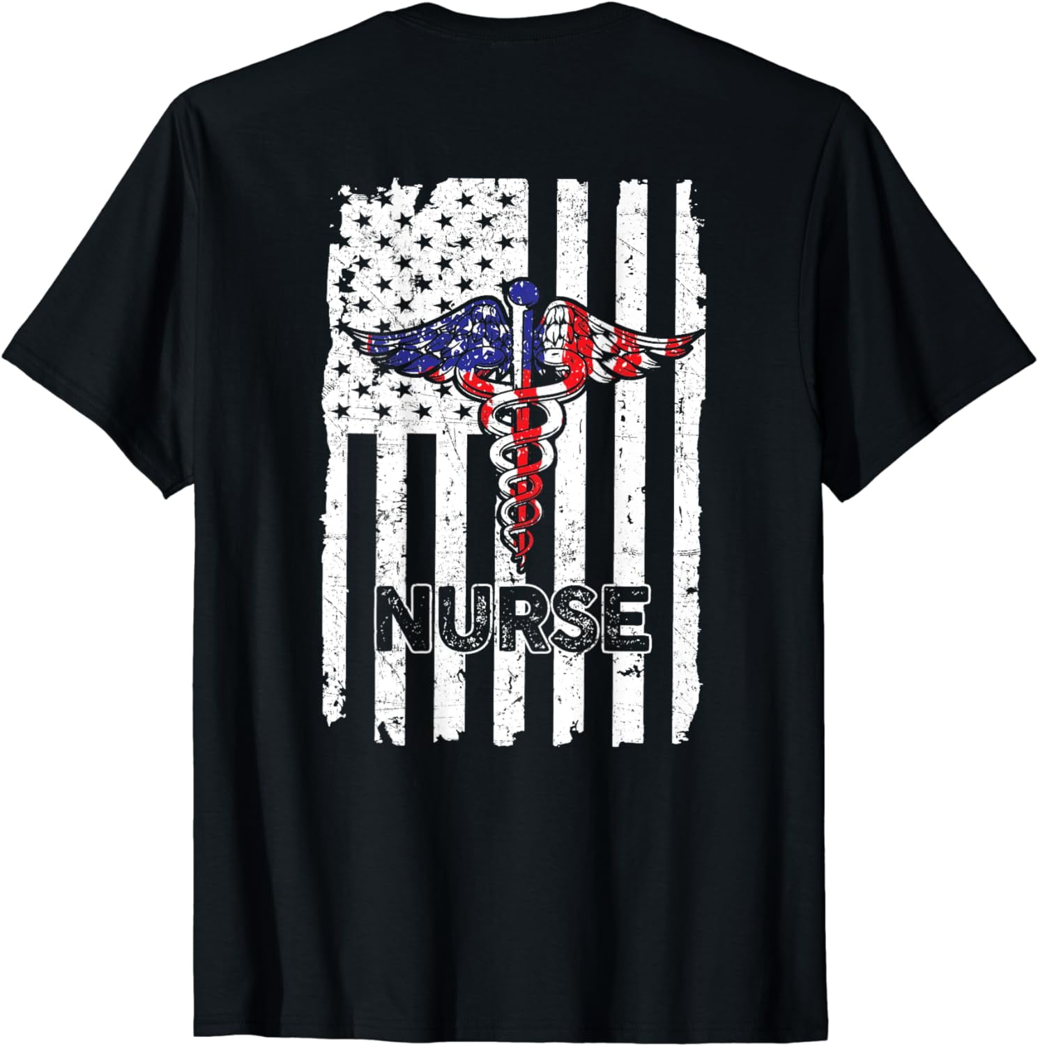 Vintage Nurse Nursing American Flag Patriotic 4th of July T-Shirt ...