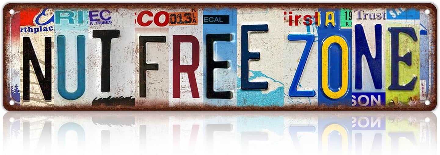 Vintage Nut Free Zone Wall Decor Street Signs Metal Tin Signs 16 x 4 ...