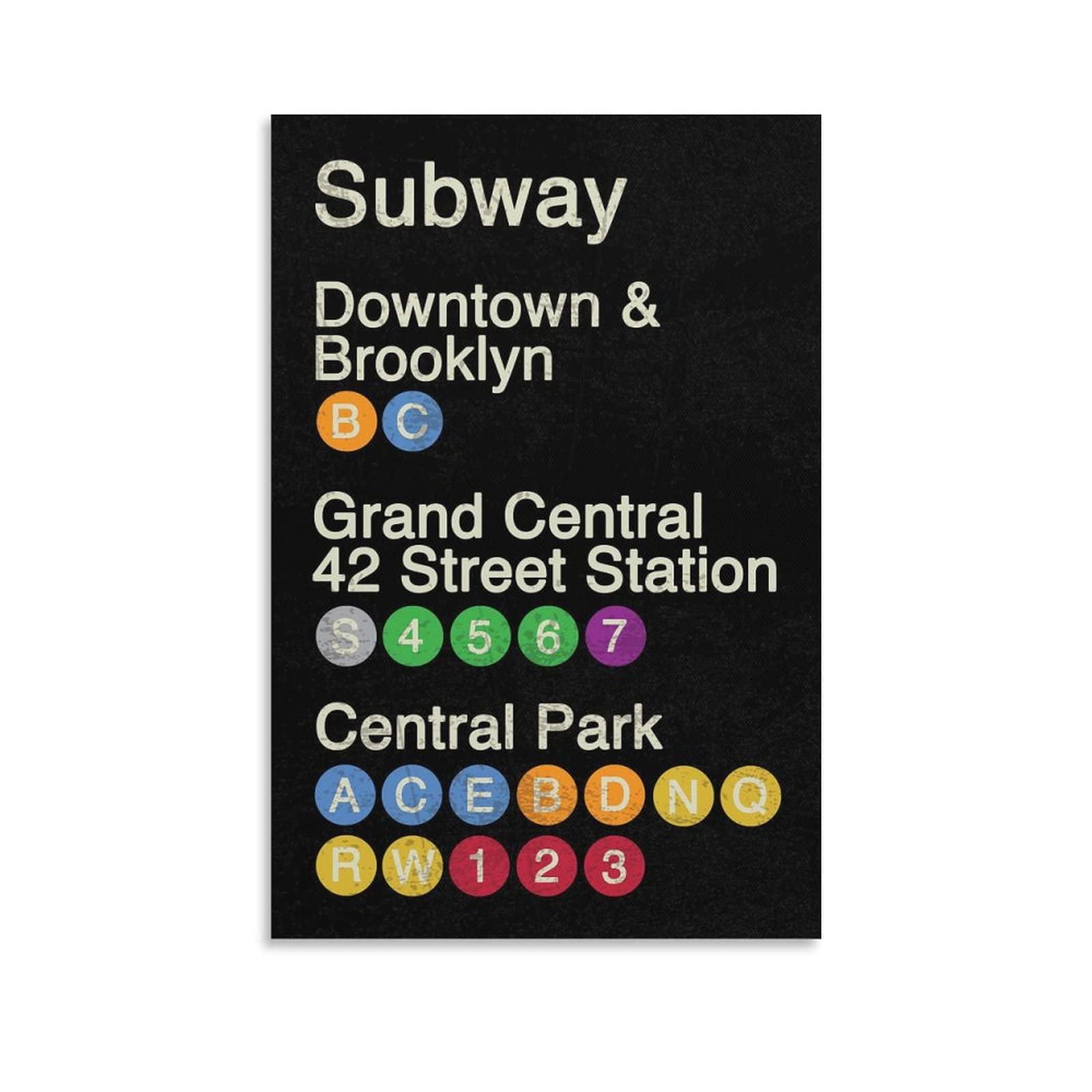 Vintage Nyc Posters，Subway Downtown EC36 Brooklyn to Central Park York ...