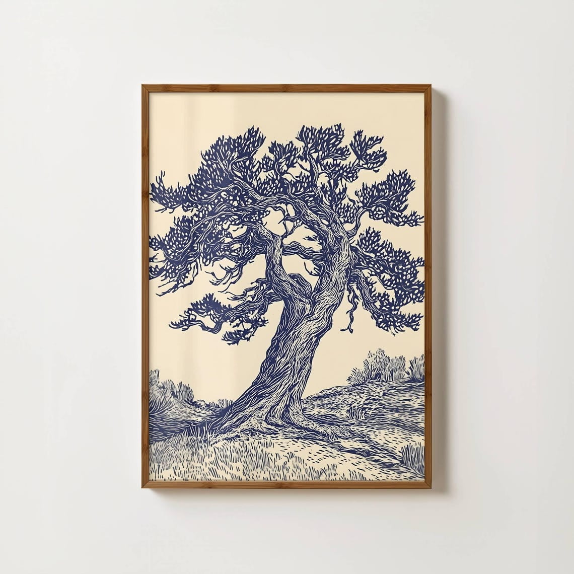 Vintage Oak Tree Art Print Linocut Tree Print Moody Tree Enchanted ...