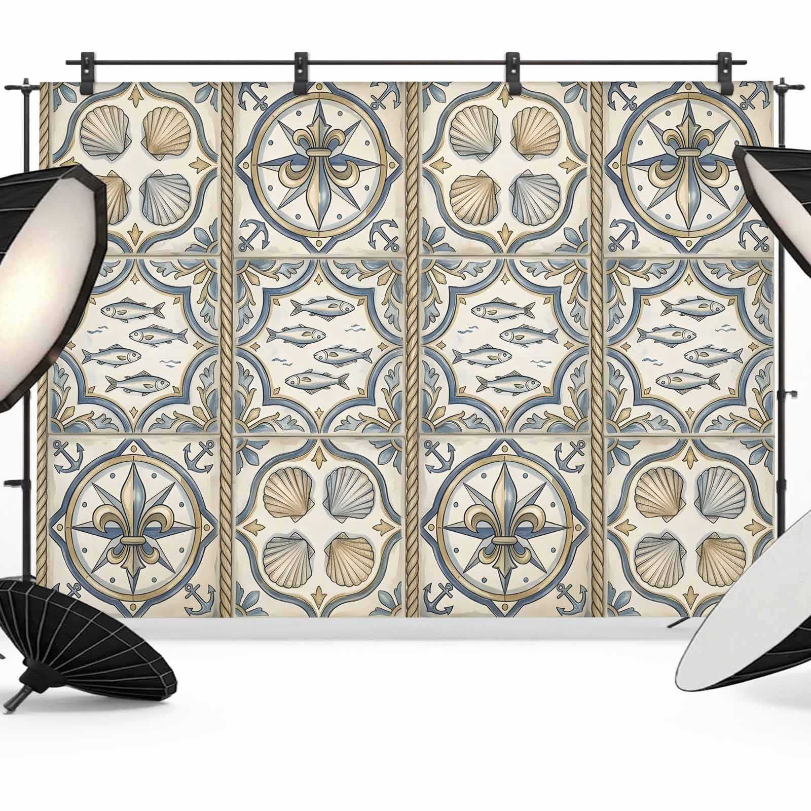Vintage Ocean Photography Backdrop 10x8FT, Nautical Coastal Black Gold ...