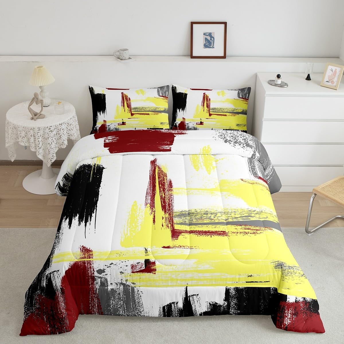 Vintage Oil Painting Full Comforter Set for Women Men Adult Ombre Tie ...