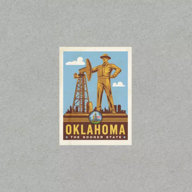 Vintage Oklahoma Travel Sticker - The Sooner State Golden Driller Tulsa ...