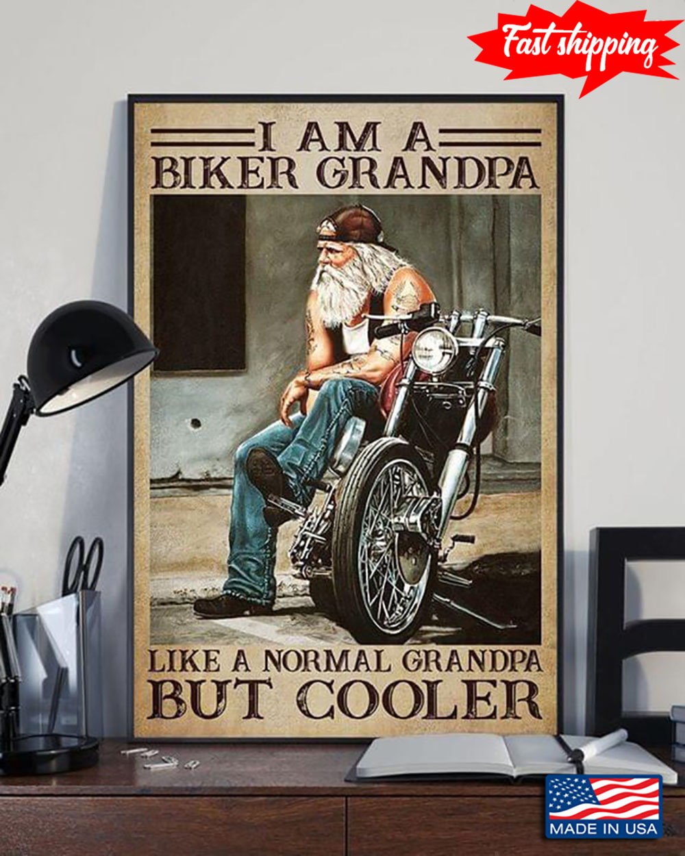 Vintage Old Biker I Am A Biker Grandpa Like A Normal Grandpa But Cooler ...