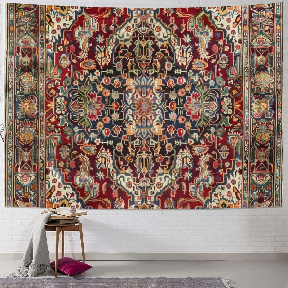 Vintage Old Red Persian Tribal Ethnic Floral Flowers Pattern Wall ...