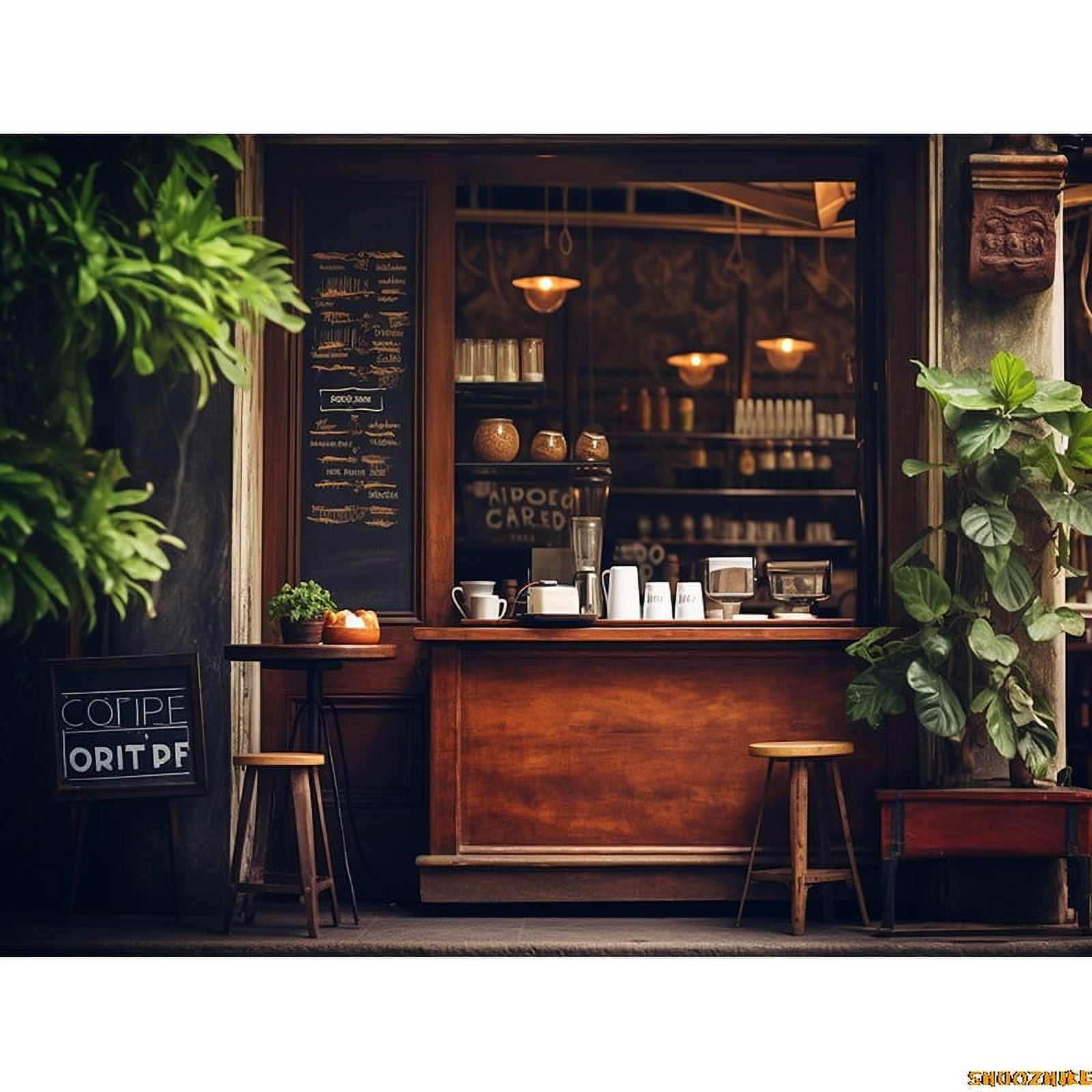 Vintage Old Tavern Barista Coffee Shop Bar Photography Backdrop Warm ...