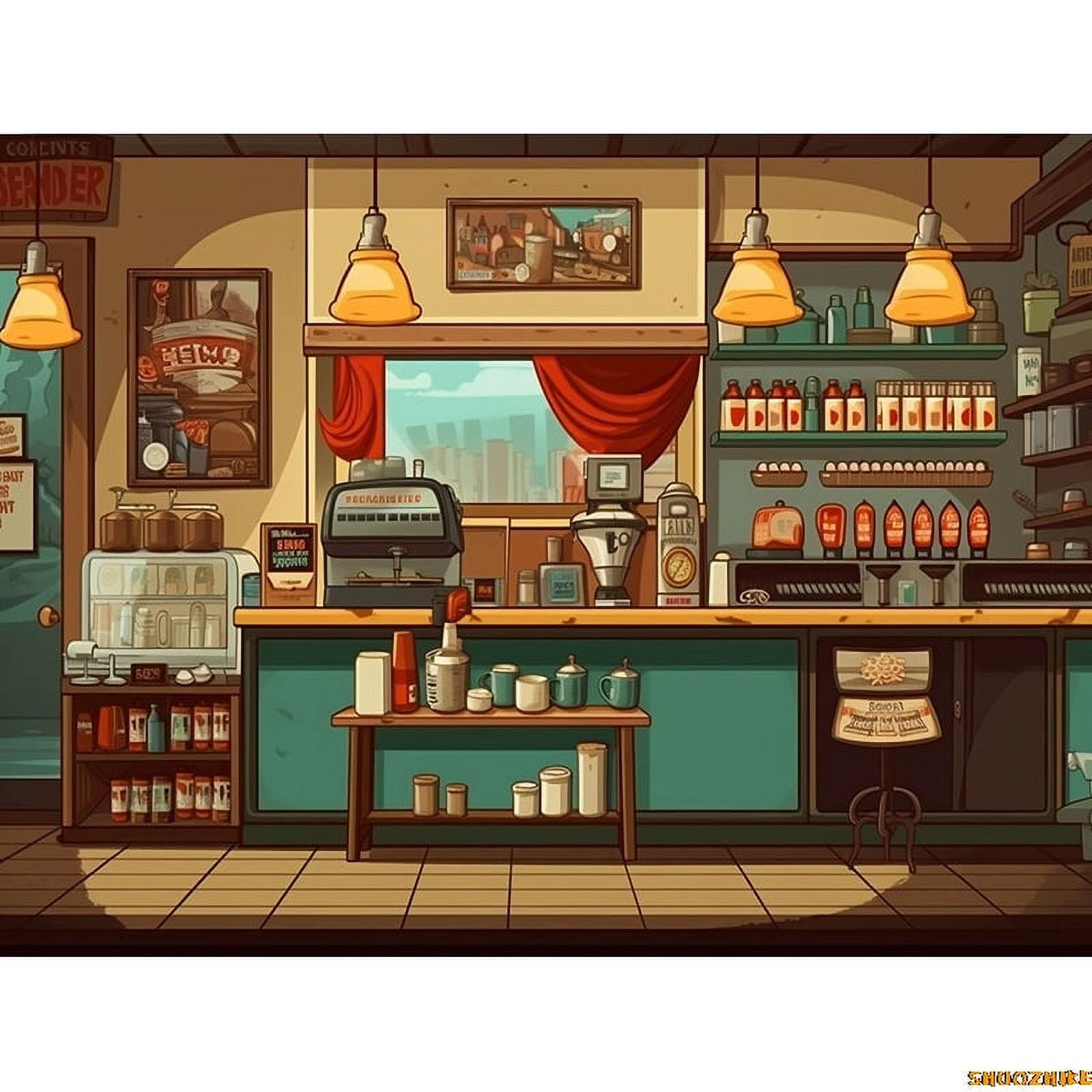 Vintage Old Tavern Barista Coffee Shop Bar Photography Backdrop Warm ...