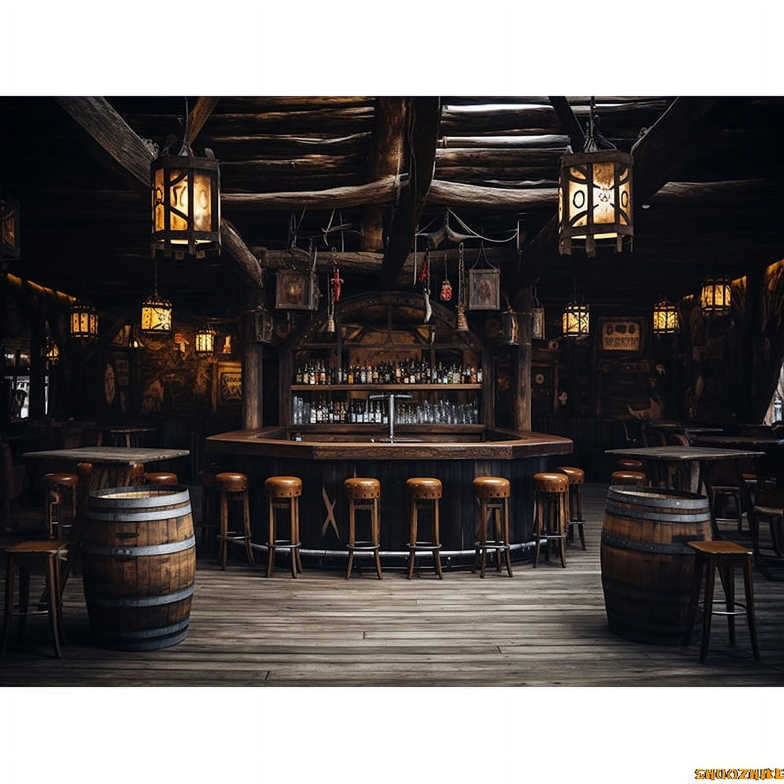 Vintage Old Tavern Barista Coffee Shop Bar Photography Backdrop Warm ...