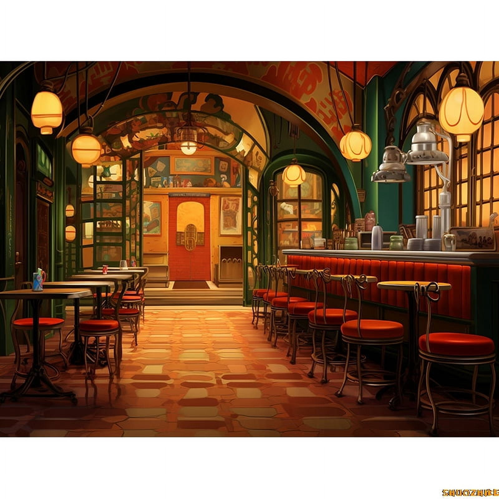 Vintage Old Tavern Barista Coffee Shop Bar Photography Backdrop Warm ...