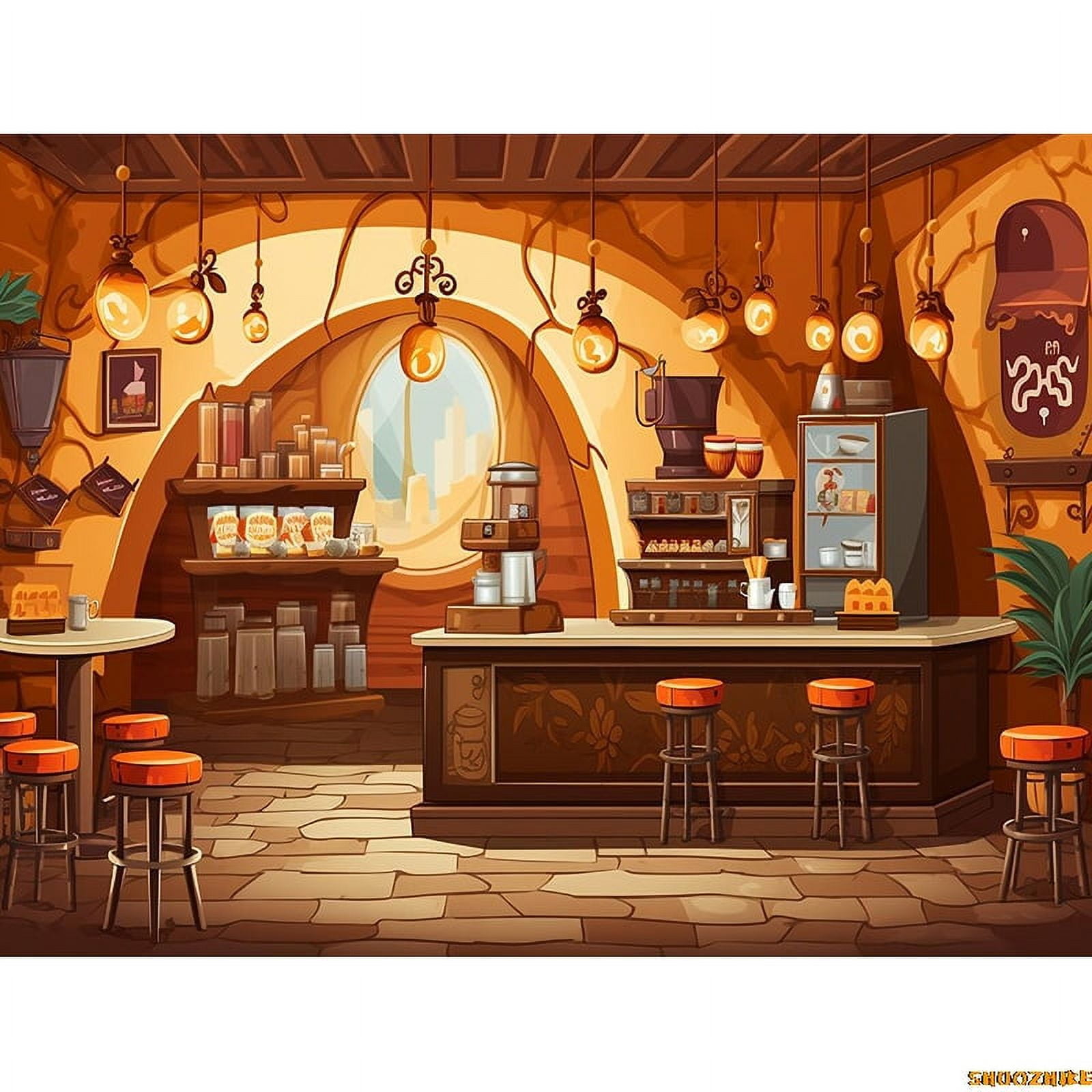 Vintage Old Tavern Barista Coffee Shop Bar Photography Backdrop Warm ...