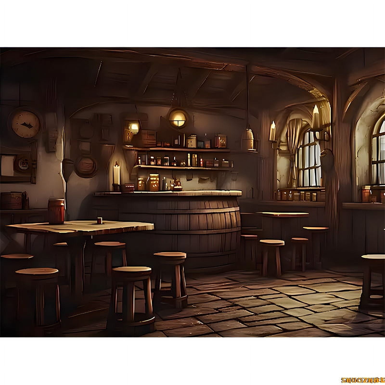 Vintage Old Tavern Barista Coffee Shop Bar Photography Backdrop Warm ...