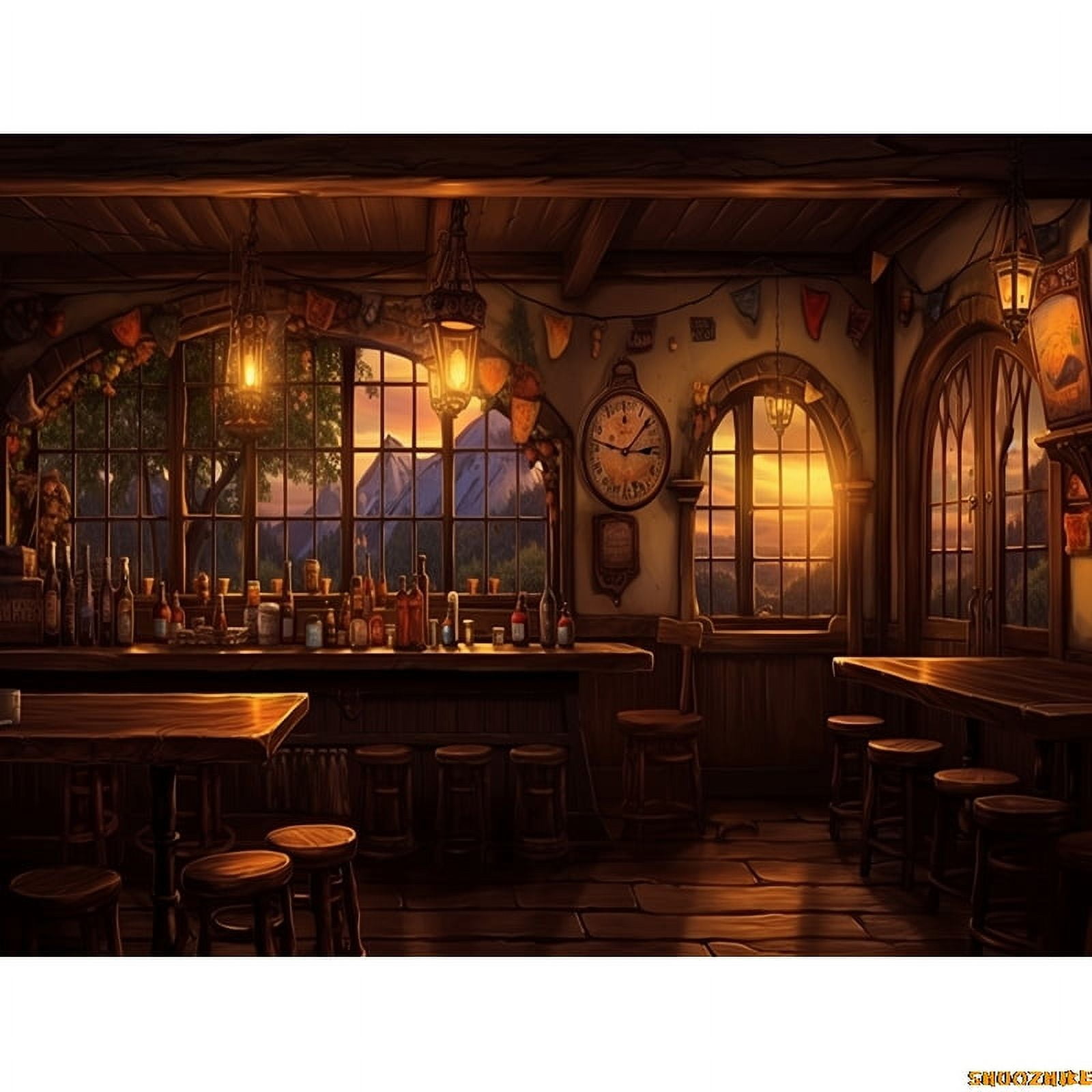 Vintage Old Tavern Barista Coffee Shop Bar Photography Backdrop Warm ...