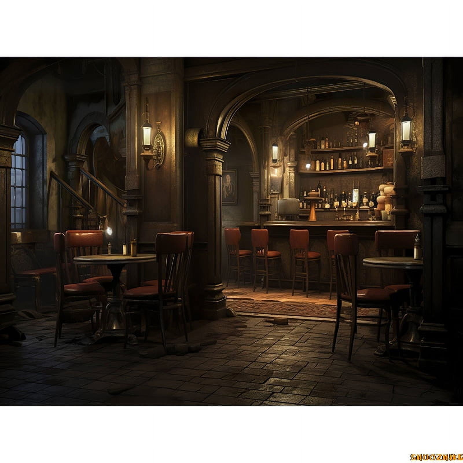 Vintage Old Tavern Barista Coffee Shop Bar Photography Backdrop Warm ...