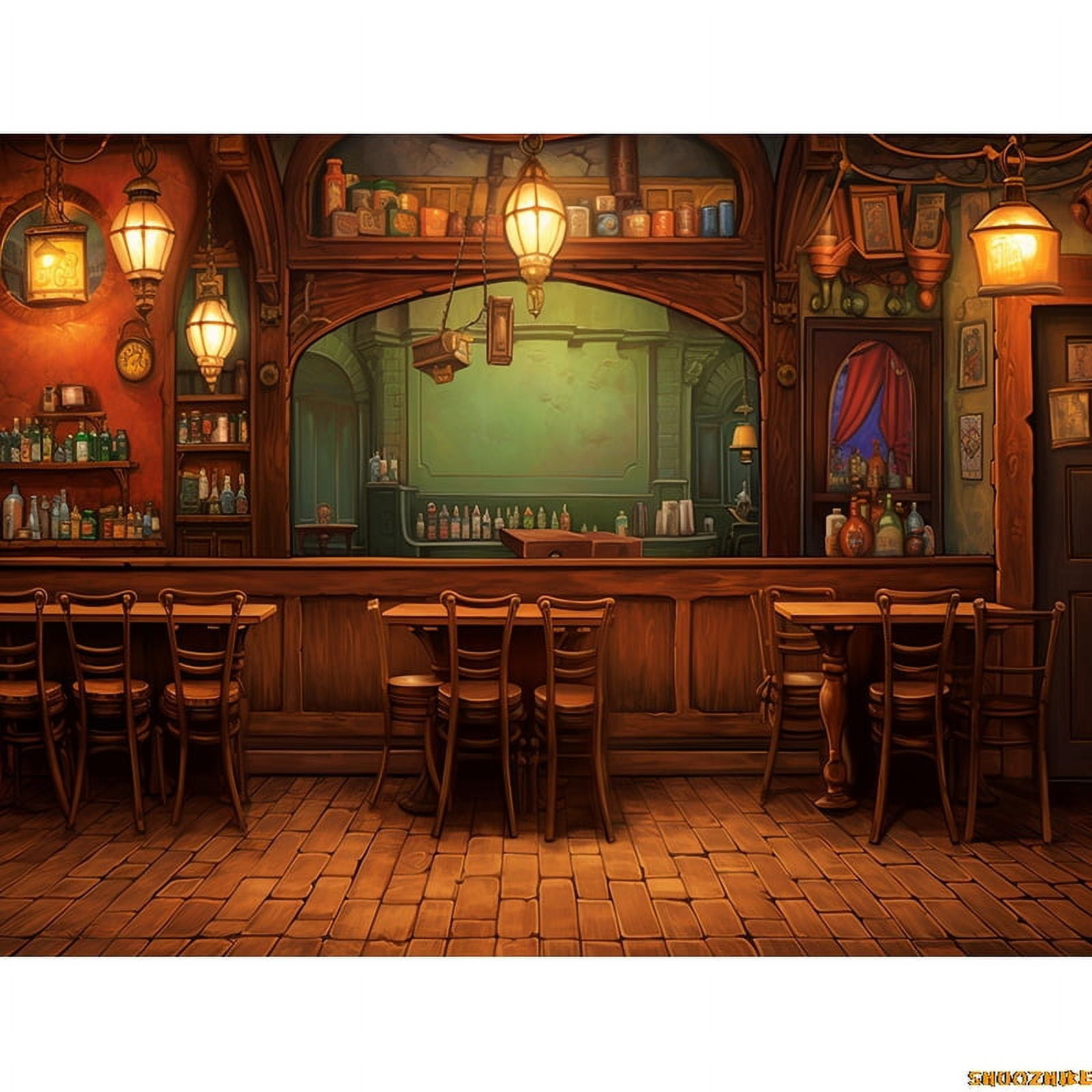 Vintage Old Tavern Barista Coffee Shop Bar Photography Backdrop Warm ...