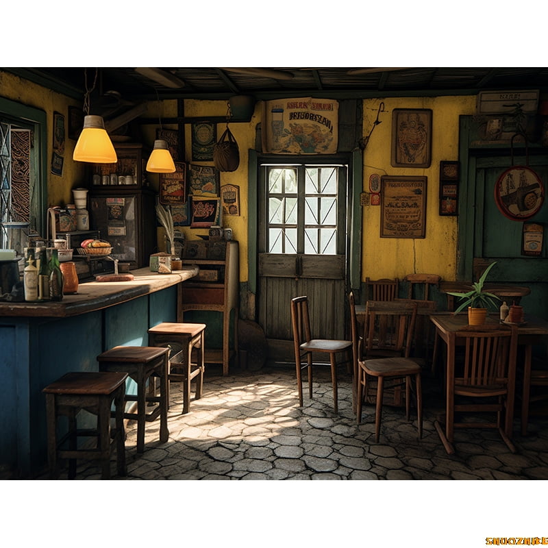 Vintage Old Tavern Barista Coffee Shop Bar Photography Backdrop Warm ...