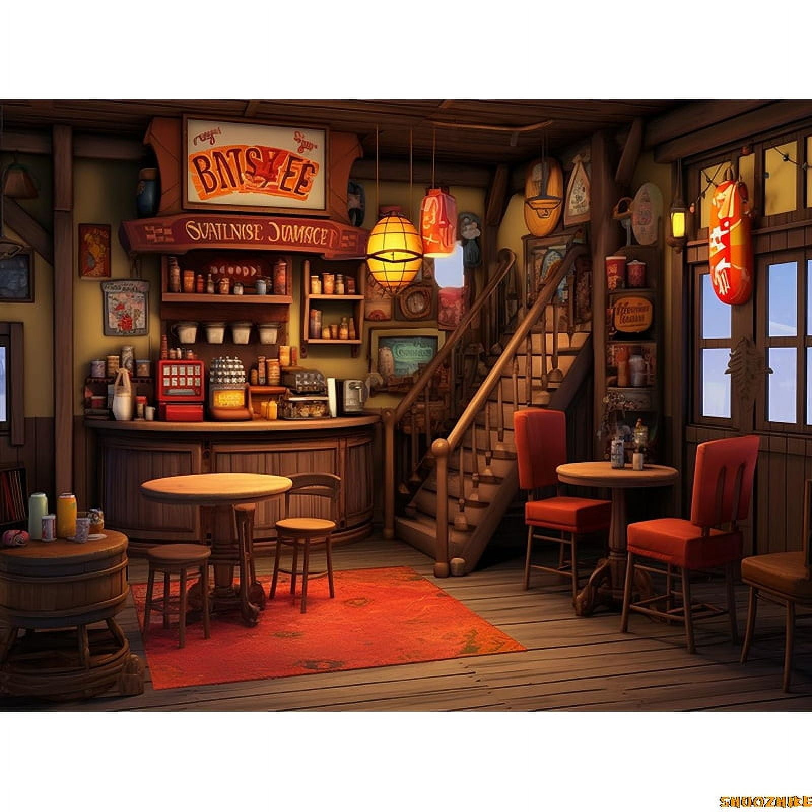 Vintage Old Tavern Barista Coffee Shop Bar Photography Backdrop Warm ...