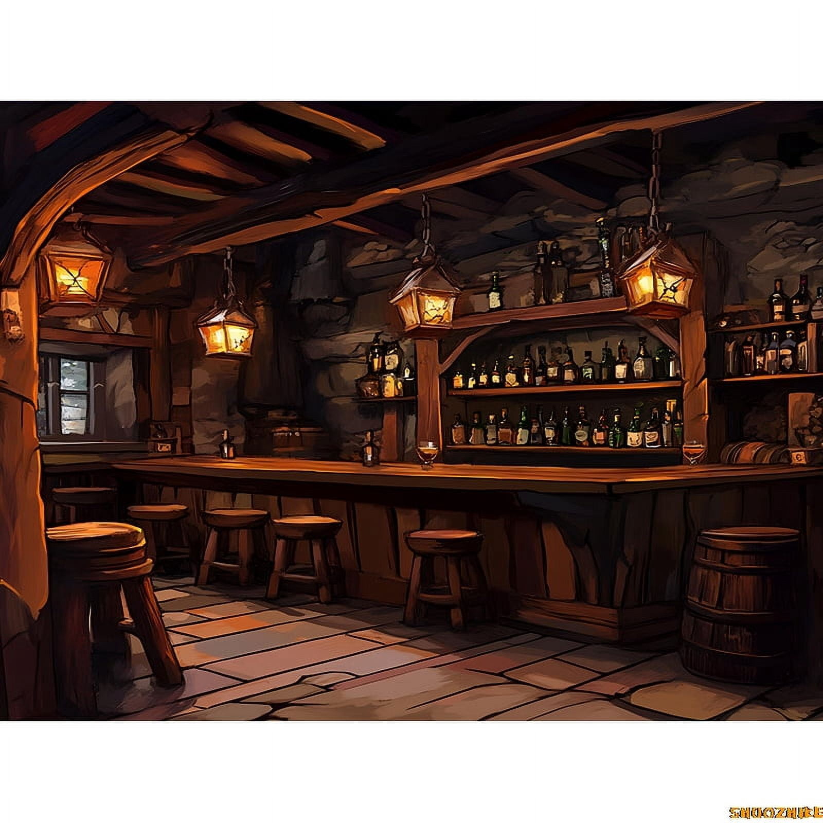 Vintage Old Tavern Barista Coffee Shop Bar Photography Backdrop Warm ...
