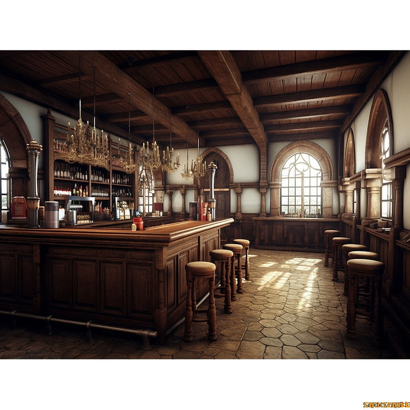 Vintage Old Tavern Barista Coffee Shop Bar Photography Backdrop Warm ...