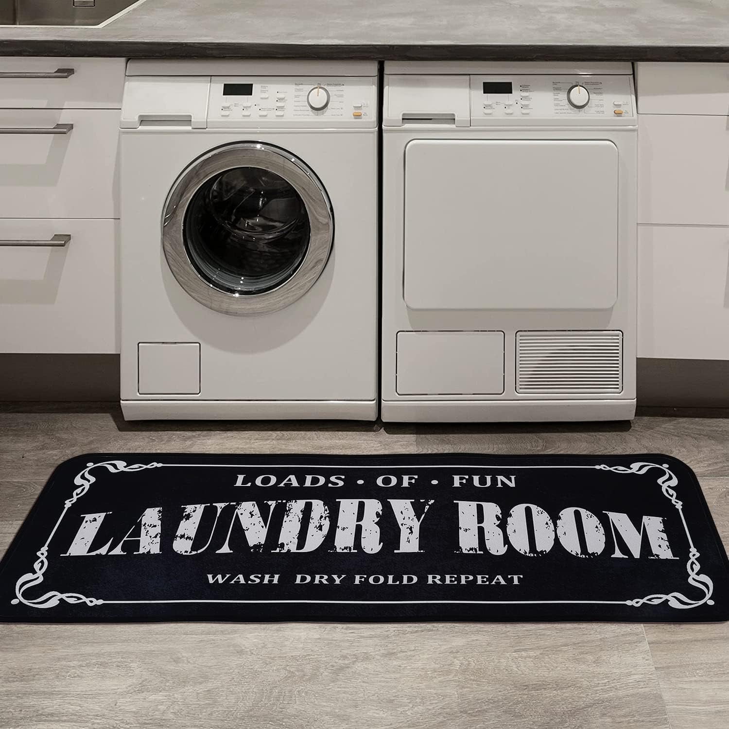Vintage Older Laundry Room Collection Runner Rugs Non-Slip RubberBack ...