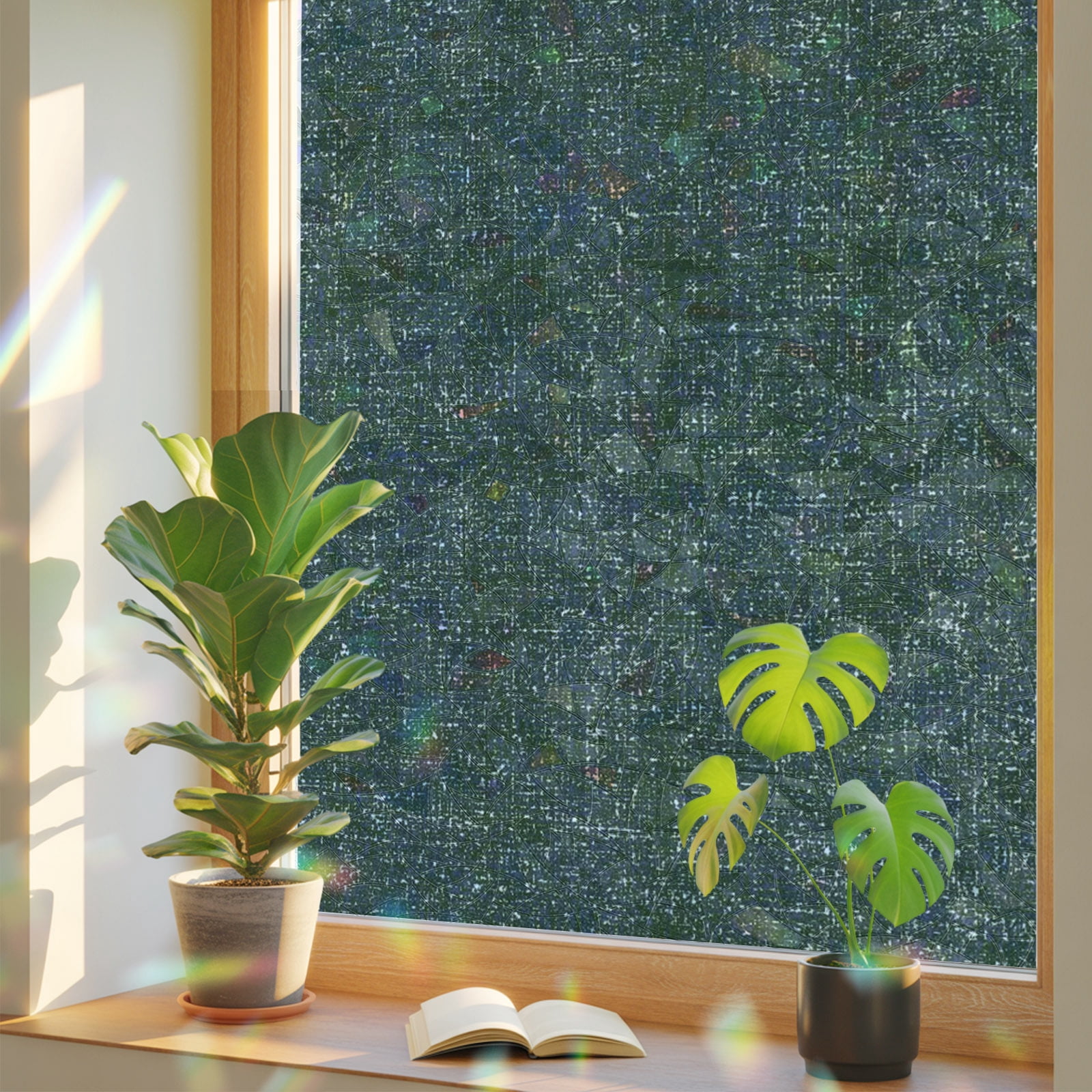Vintage Olivegreen Window Privacy Film, Rustic Forest Green Solid ...