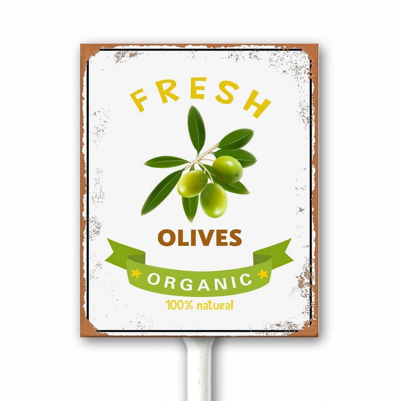 Vintage Olives Metal Sign Outdoor Plant Label Funny Vegetable Garden ...