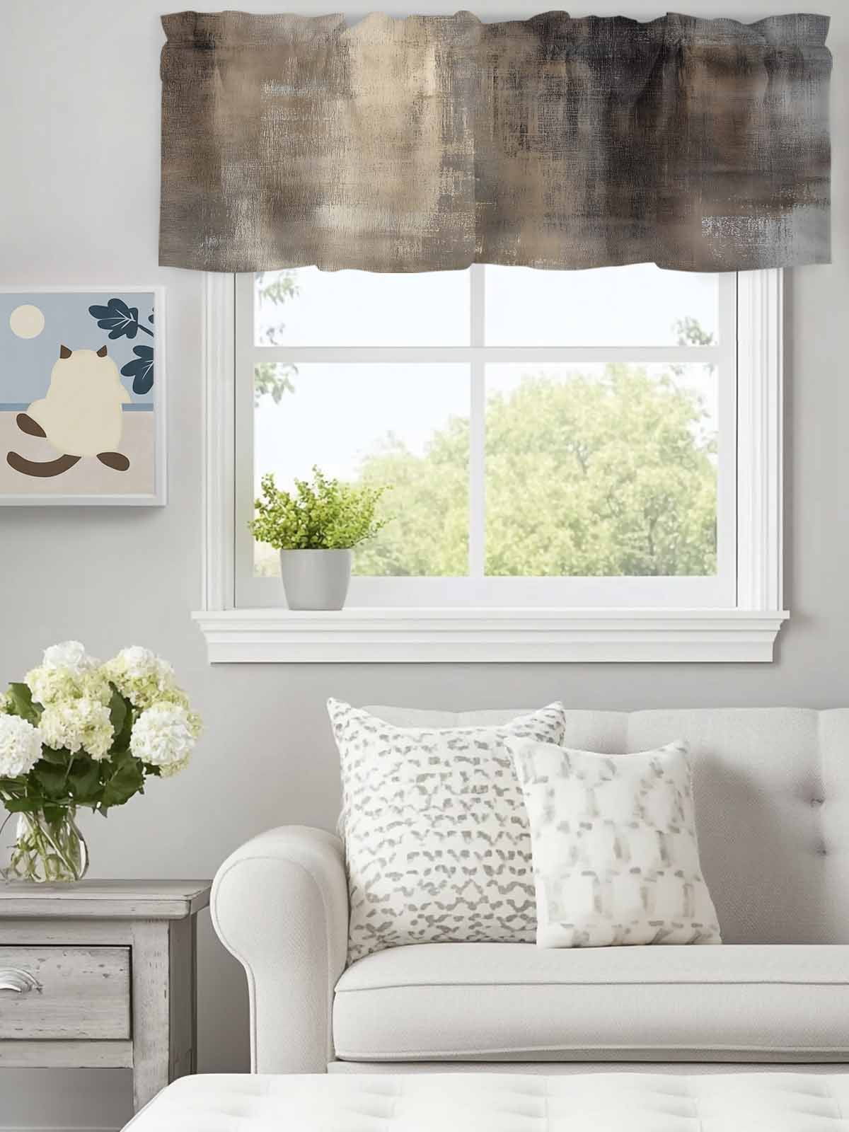 Vintage Ombre Oil Painting Valances for Windows,Rod Pocket Valance for ...