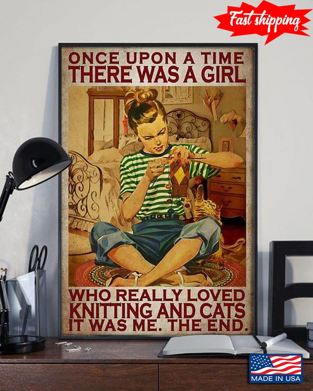 Vintage Once Upon A Time There Was A Girl Who Really Loved Knitting And ...