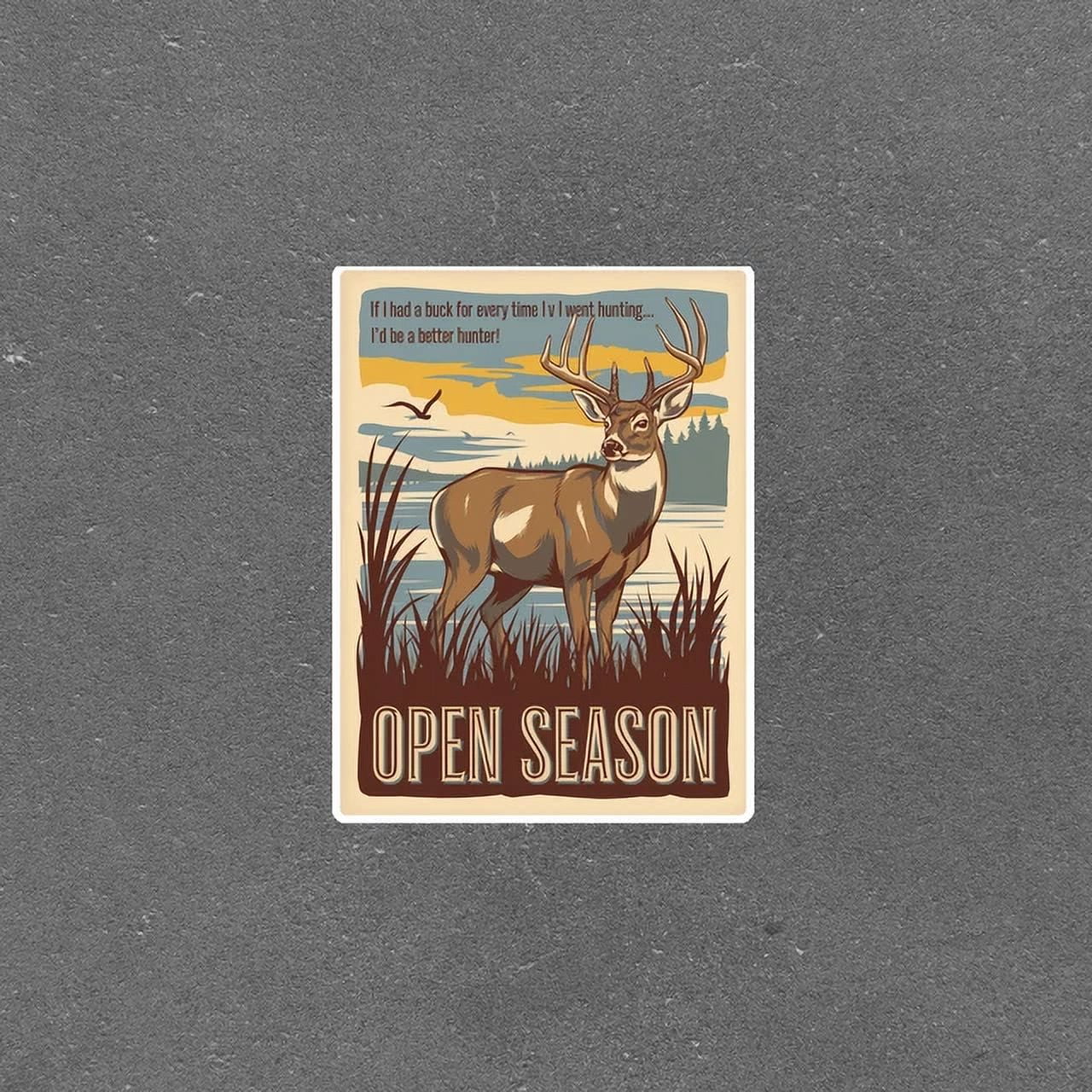 Vintage Open Season Deer Hunting Sticker - Buck Hunter Gift Idea ...