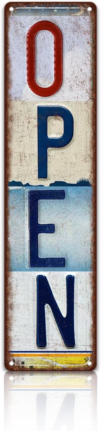 Vintage Open Wall Decor Street Signs Home Bar Coffee Metal Tin Signs 4 ...