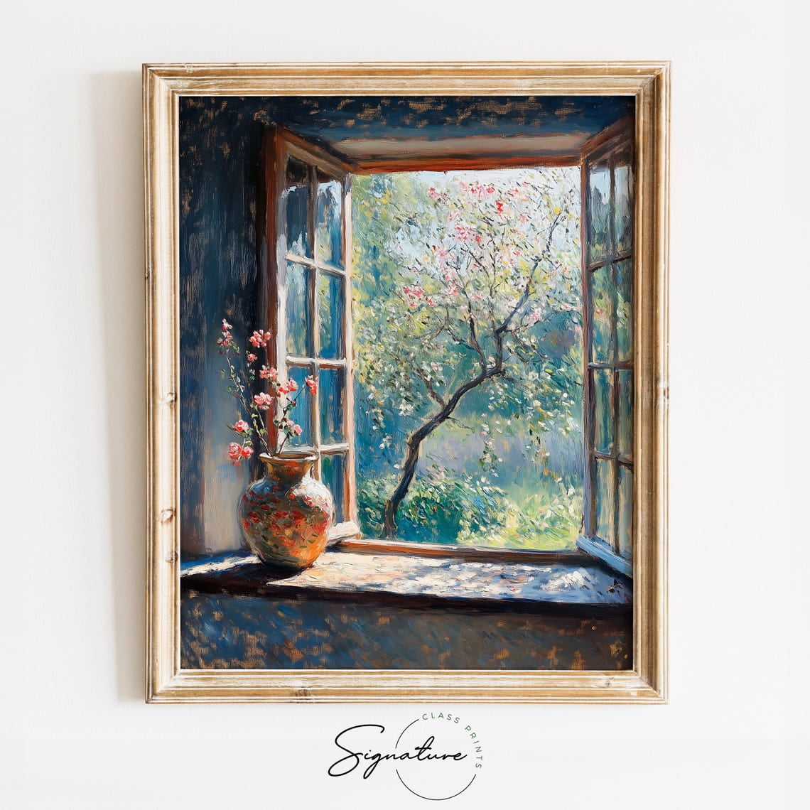 Vintage Open Window , Rustic Impressionist Wall Art, Cottagecore ...