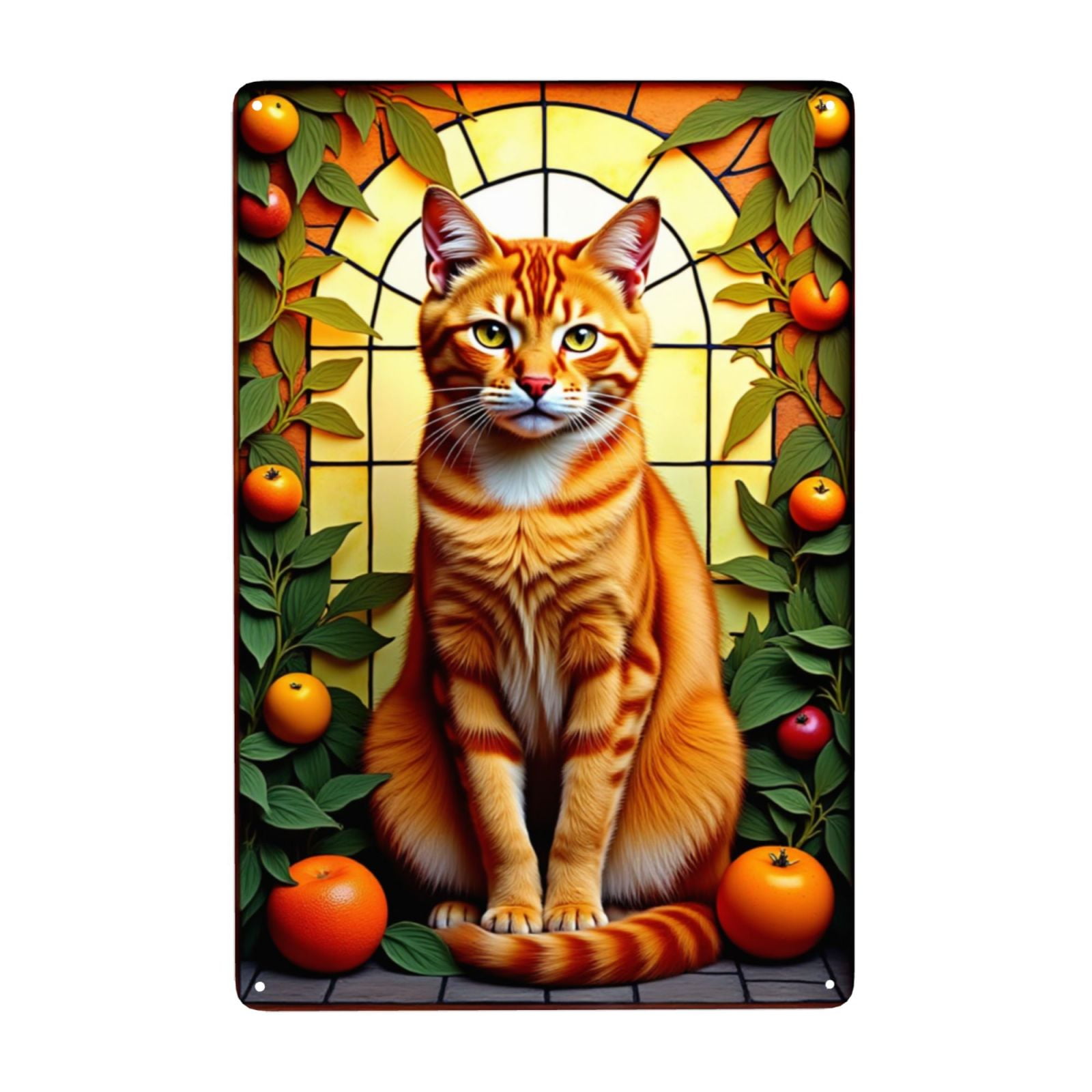 Vintage Orange Cat Metal Tin Sign Metal Sign Wall Art Cat Decor Orange ...