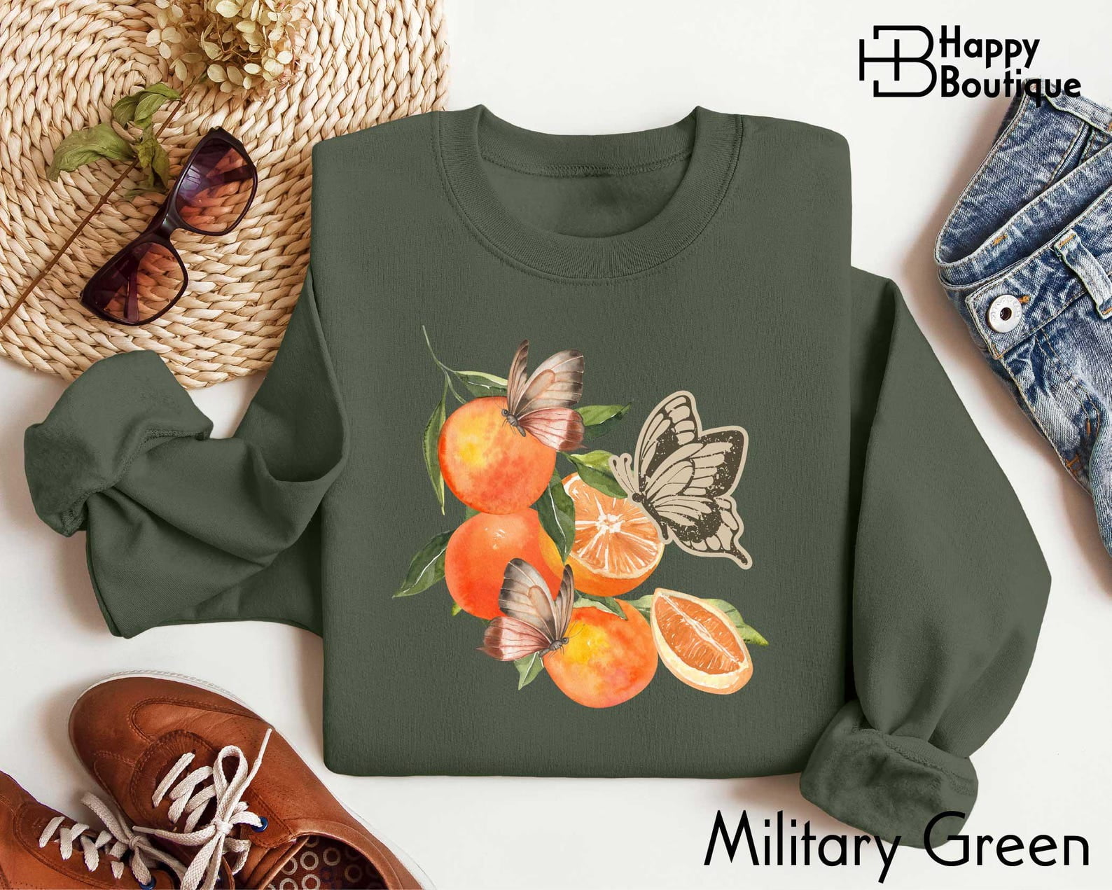 Vintage Orange Sweatshirt, Drawing Orange Sweatshirt, Art Graphic Fruit ...