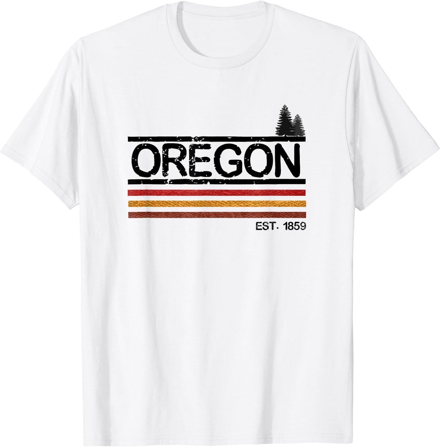 Vintage Oregon 1859 Retro Design with Trees and Stripes T-Shirt ...