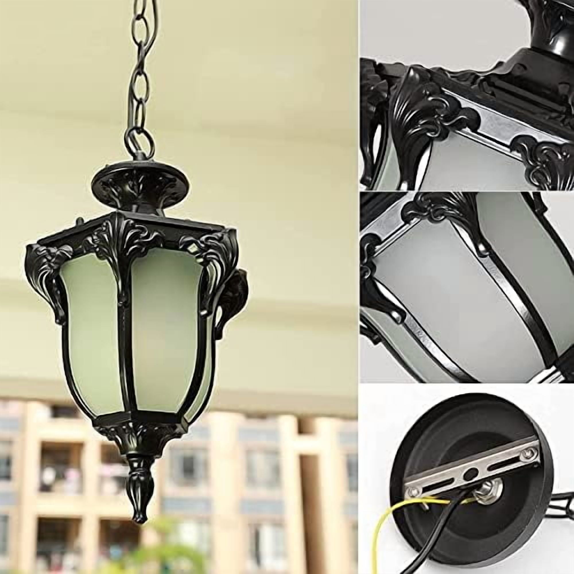 Vintage Outdoor Pendant Light Rainproof Exterior Ceiling Light Metal ...