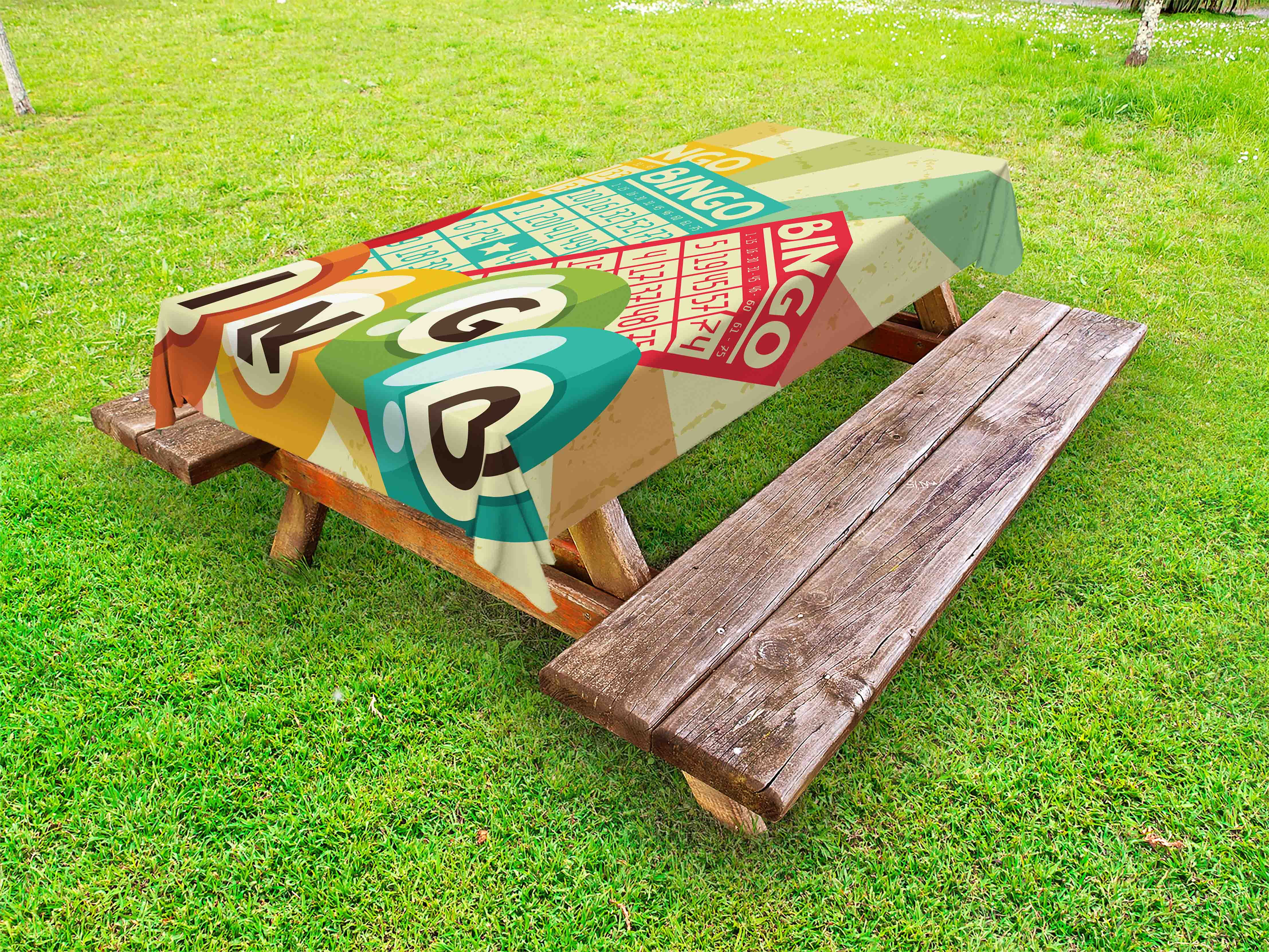 Vintage Outdoor Tablecloth, Bingo Game with Ball and Cards Pop Art ...