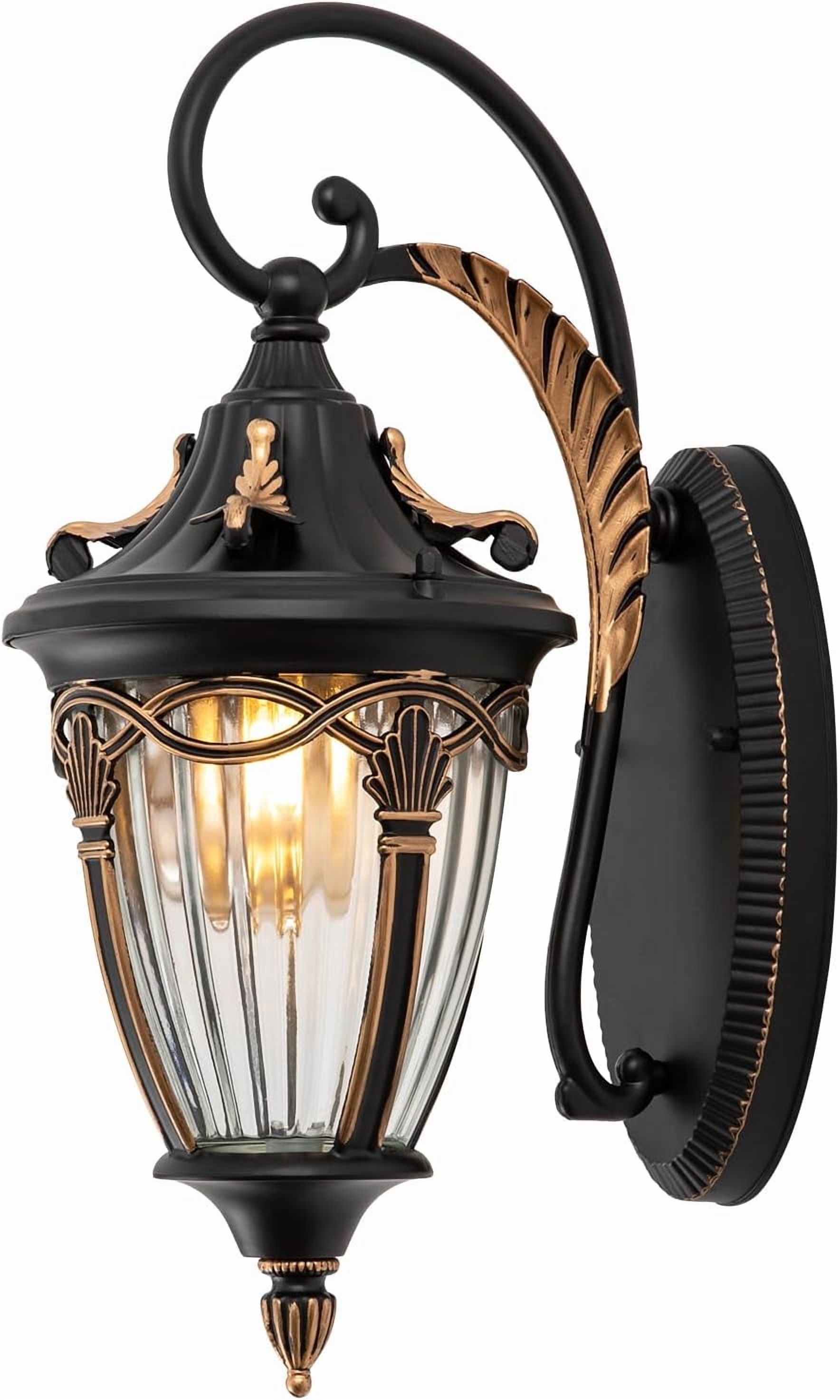 Vintage Outdoor Wall Light Fixture, Black and Gold Water Glass Exterior ...
