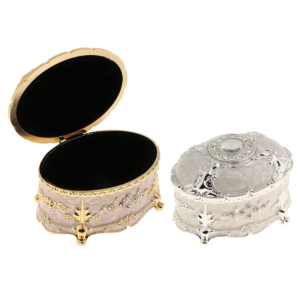 Segolike Vintage Oval Jewelry Box Ornate Earrings Organizer Treasure ...