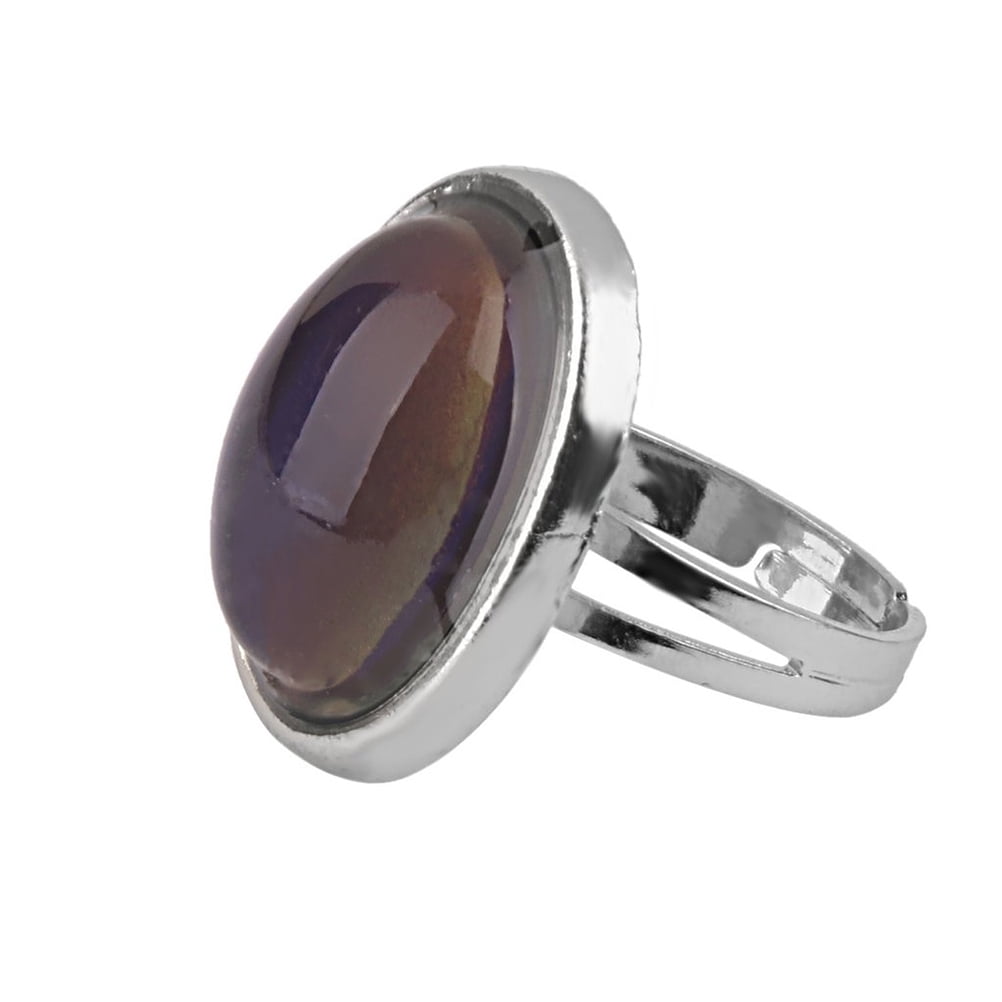 Vintage Oval Mood Ring Emotion Feeling Color Changing Adjustable Silver - Walmart.com