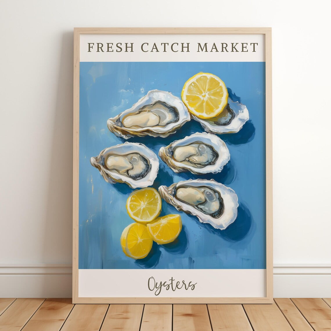 Vintage Oysters Kitchen Print Oyster Painting Coastal Wall Art Fish ...