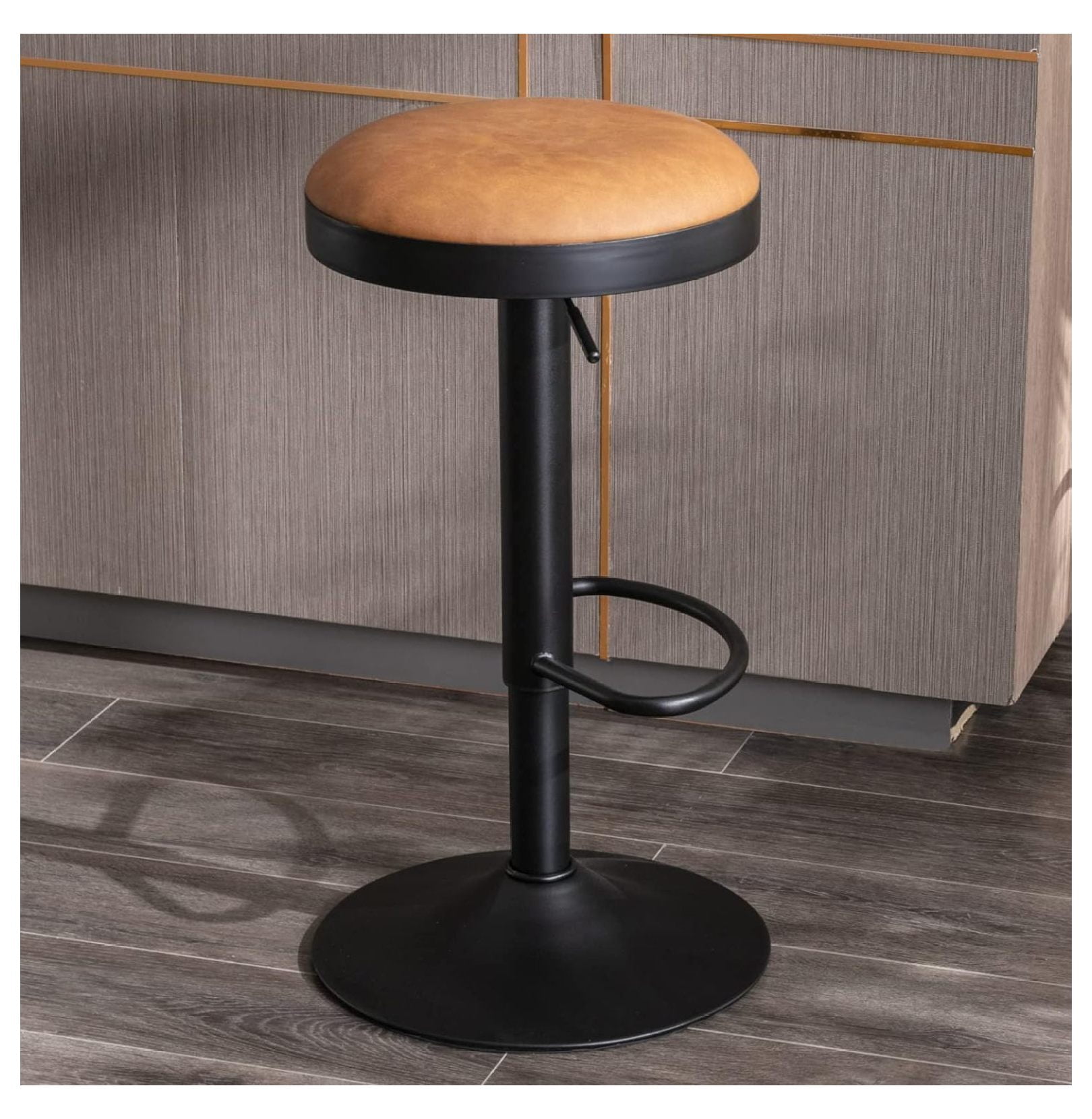 Vintage PU Leather Bar Stools, Seat Height Adjustable Single Counter ...