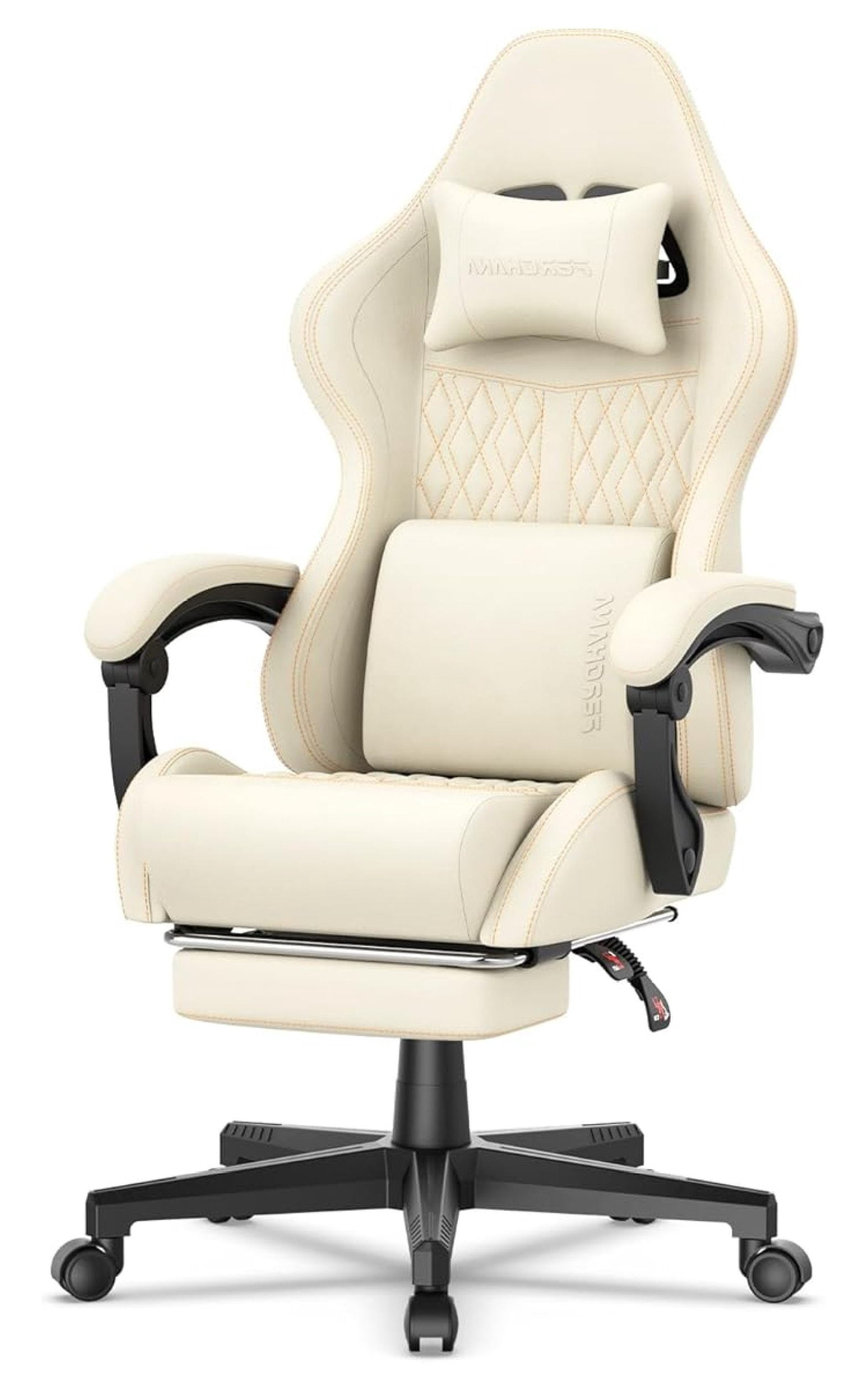 Vintage PU Leather Gaming Chair, Ergonomic Gamer Chair with Massage ...