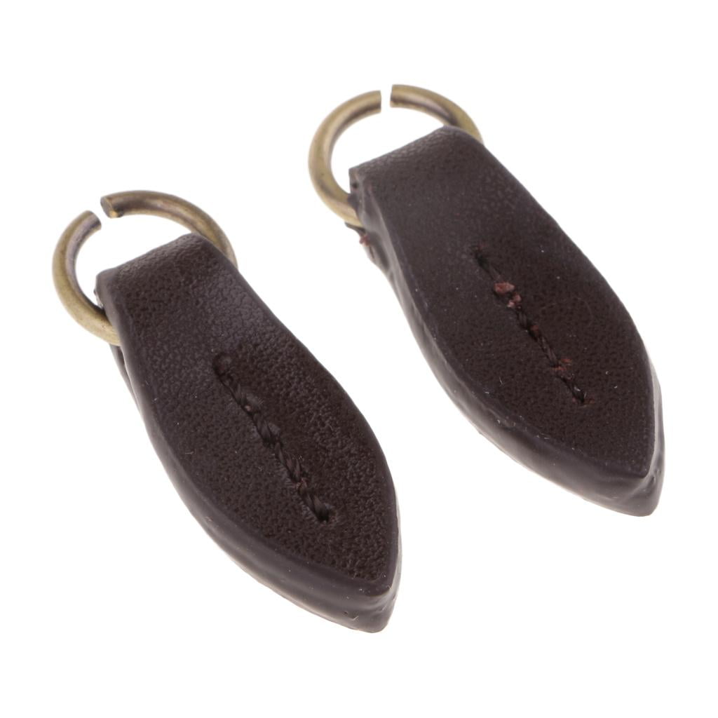 Vintage PU Leather Zipper Pull Puller Leaf Shape Sewing Fastener ...