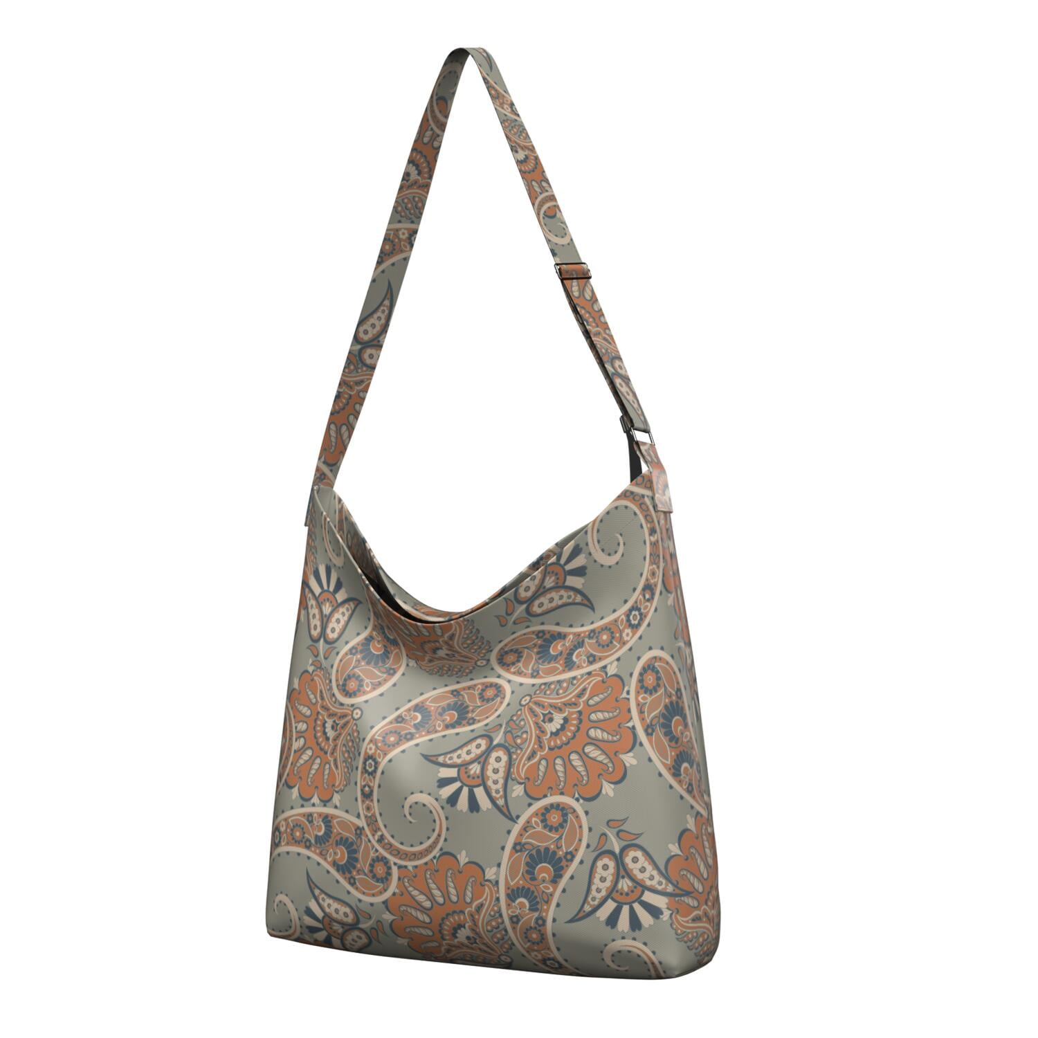 Vintage Paisley Canvas Tote Bag with Boho Floral Pattern – Reusable ...