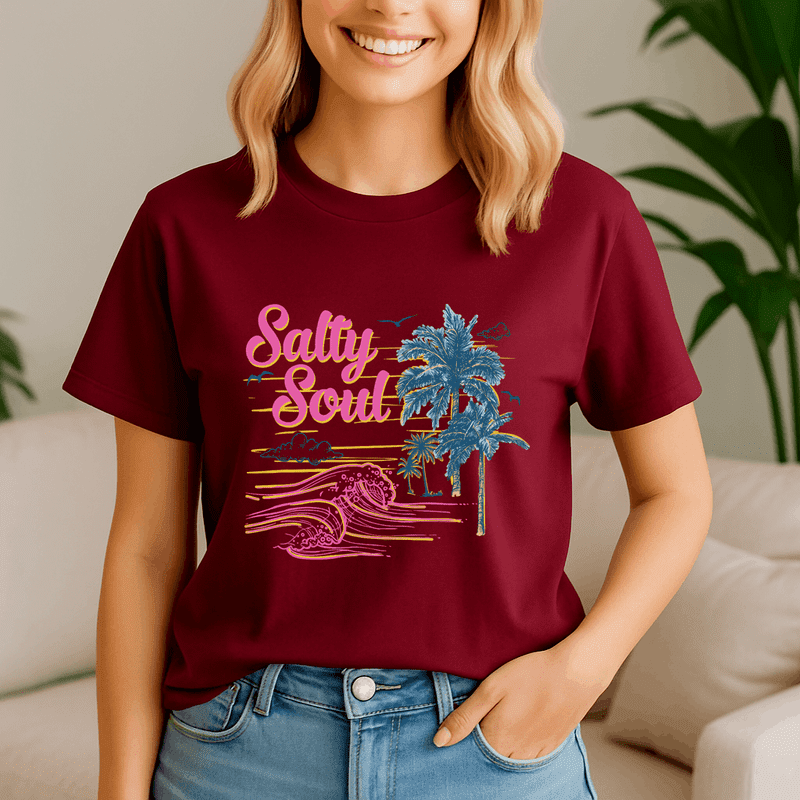 Vintage Palm Tree Beach Vibes Retro Salty Summer Soul Shirt, Summer ...