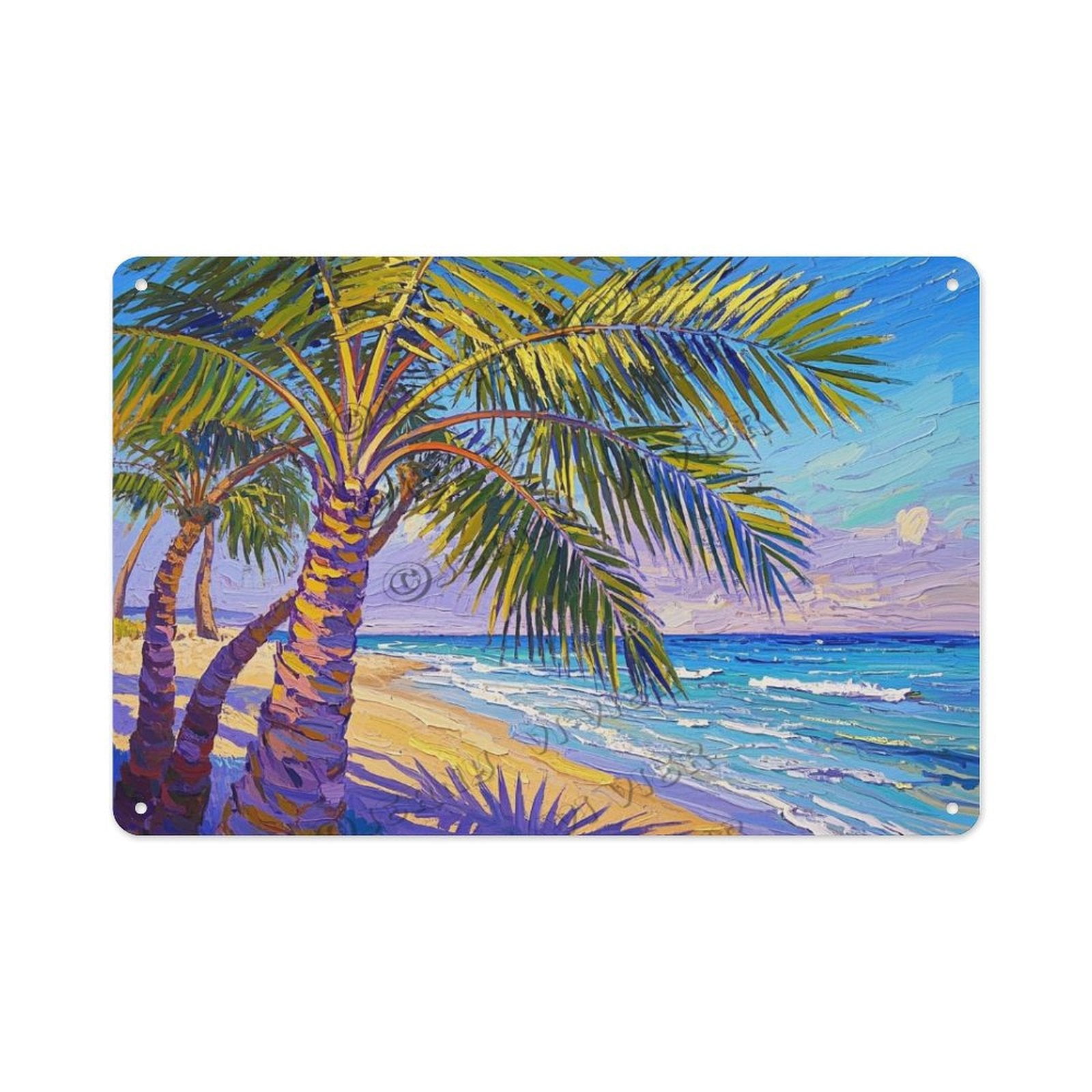 Vintage Palm Tree Tin Sign – 5.5x8 Inch Metal Wall Décor for Beach ...